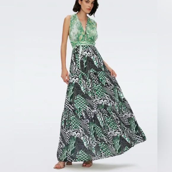 Diane Von Furstenberg | Dresses | Diane Von Furstenberg Green And Black ...